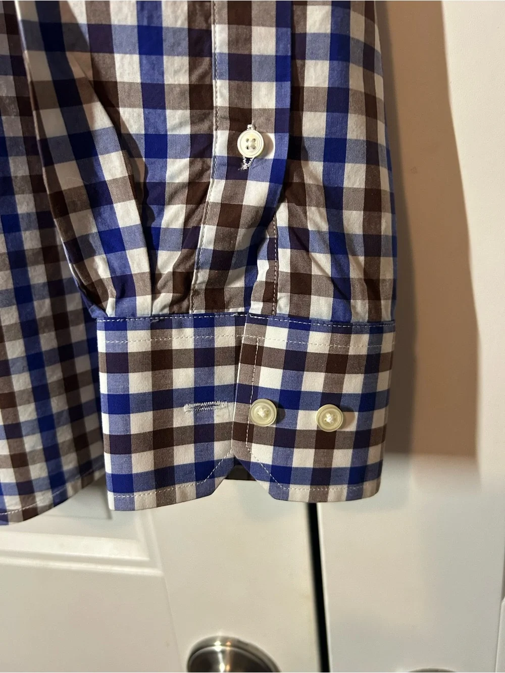 Acquaviva | Shirts | Mens Blue And Brown Checked Dress Shirt | Poshmark